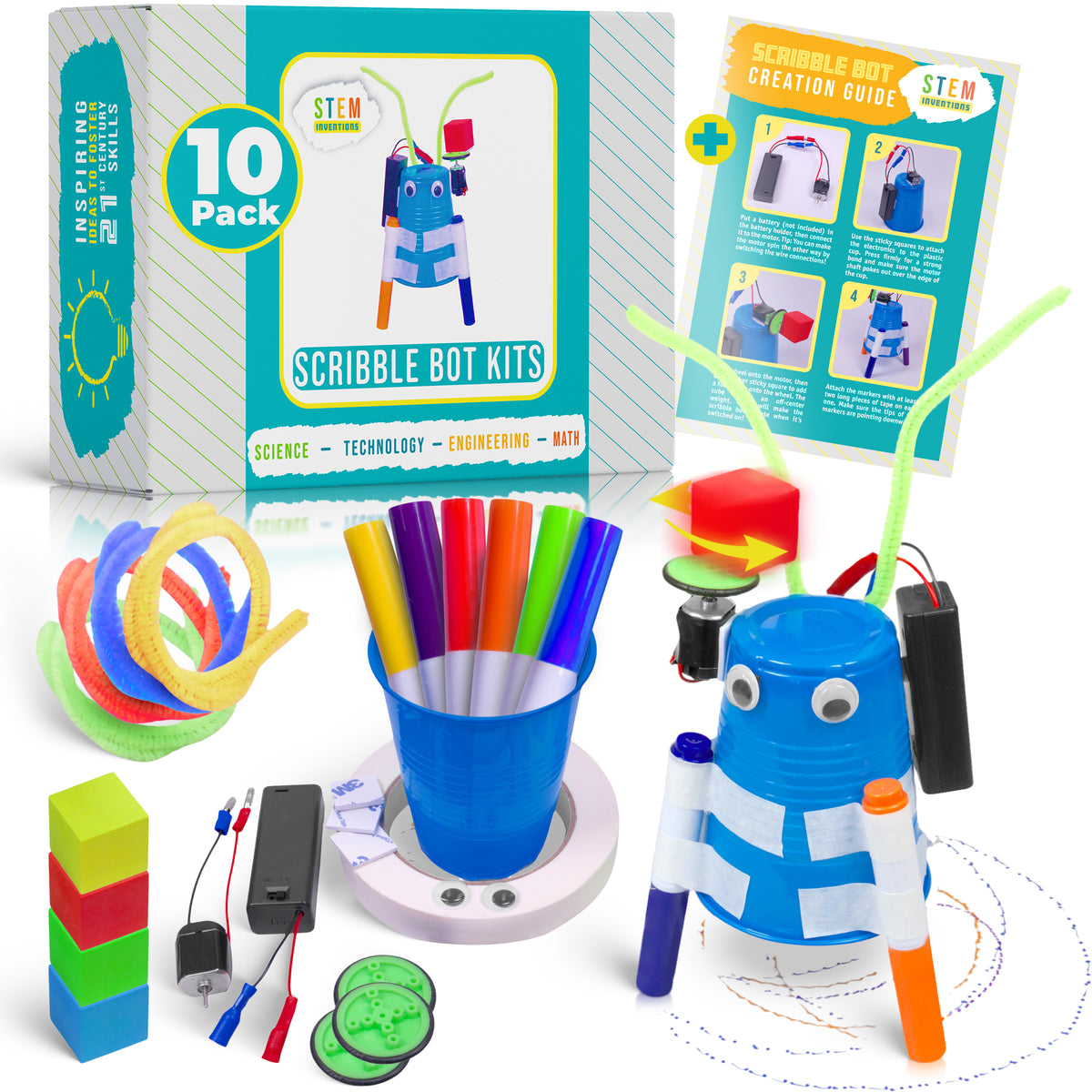STEM INVENTIONS DIY Doodling Scribble Bot STEM Kit for Kids, Pack of 1 ...